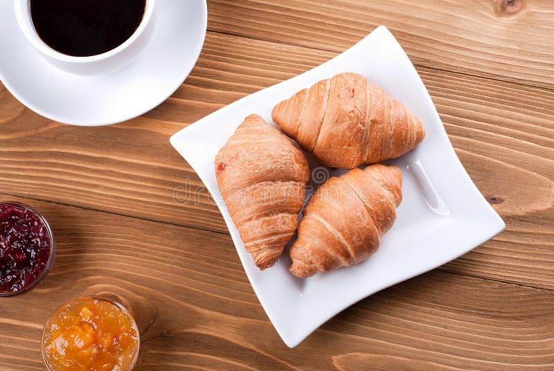 Croissants in a Plate on the Table Stock Image - Image of croissants ...