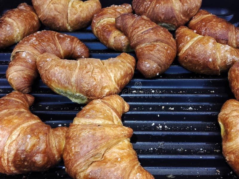 Fresh Croissants for Sale at Local Bakery Stock Photo - Image of puff ...