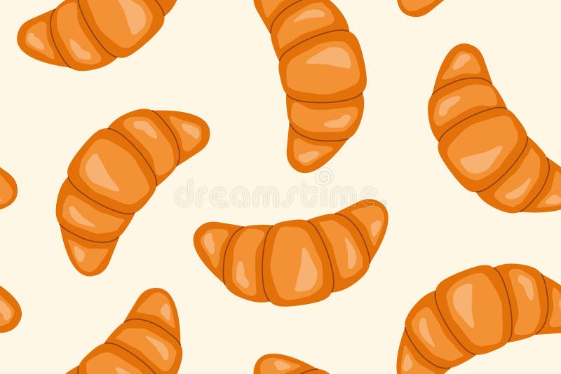 Croissants Seamless Pattern Stock Vector - Illustration of baked ...
