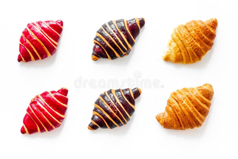 Croissants Set - Pattern and Frame. Pastries Top View Stock Image ...