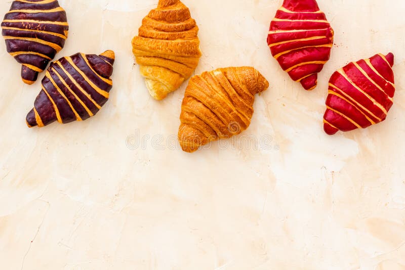 Croissants Set - Pattern and Frame. Pastries Top View Stock Image ...