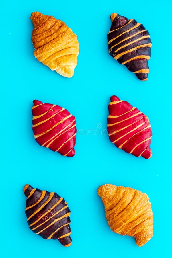 Croissants Set - Pattern and Frame. Pastries Top View Stock Photo ...