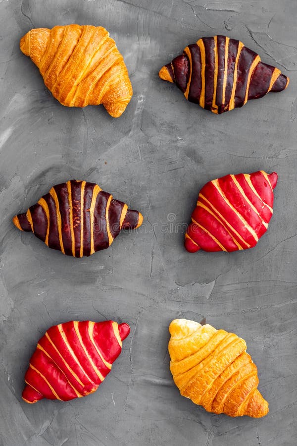 Croissants Set - Pattern and Frame. Pastries Top View Stock Photo ...