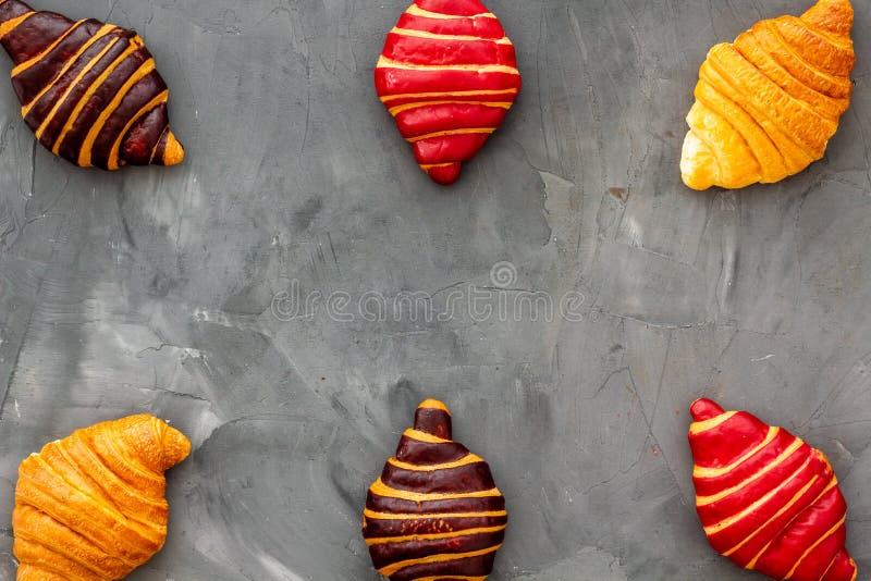 Croissants Set - Pattern and Frame. Pastries Top View Stock Photo ...