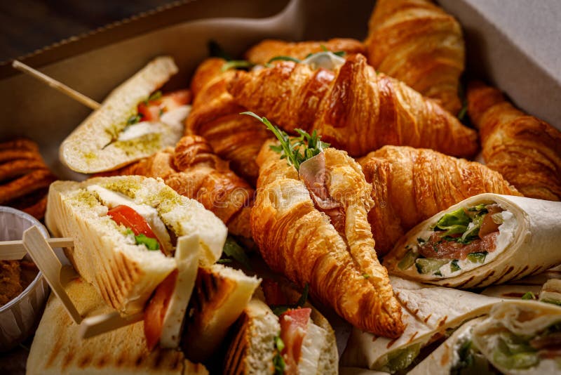 Croissants with Stuffing in Snack Set. Stock Image - Image of meal ...