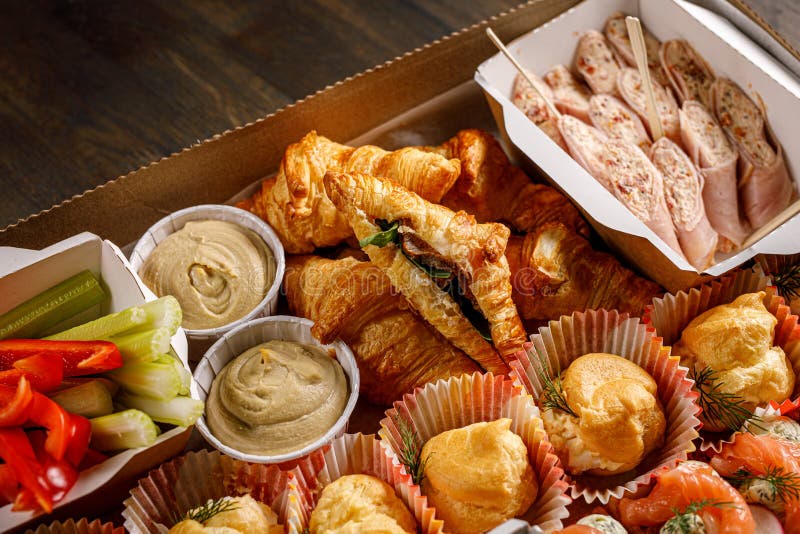 Croissants with Stuffing in Snack Set. Stock Photo - Image of meal ...