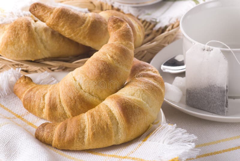 Croissants and Tea stock photo. Image of breakfast, food - 13419430