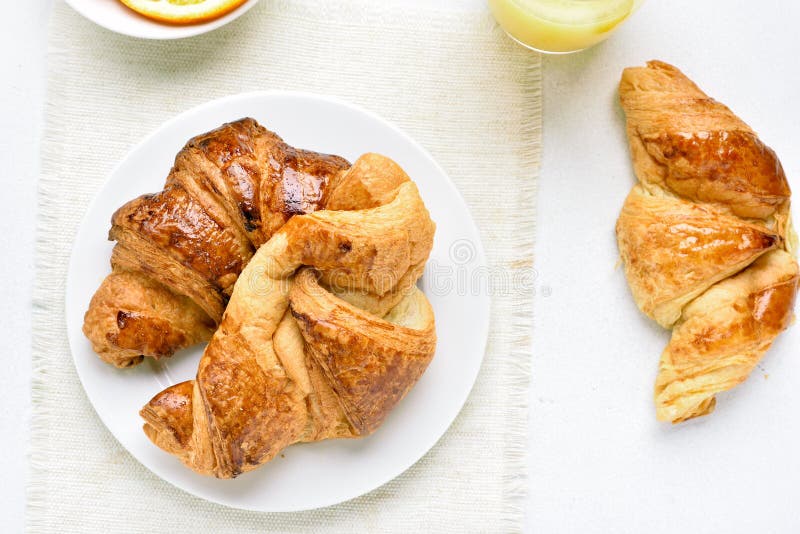 Croissants, top view stock photo. Image of cuisine, dough - 109387856