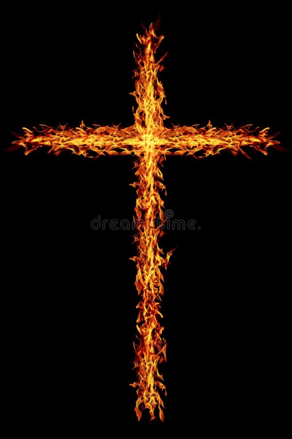Croix sur l'incendie image stock. Image du flamme, divin - 808603