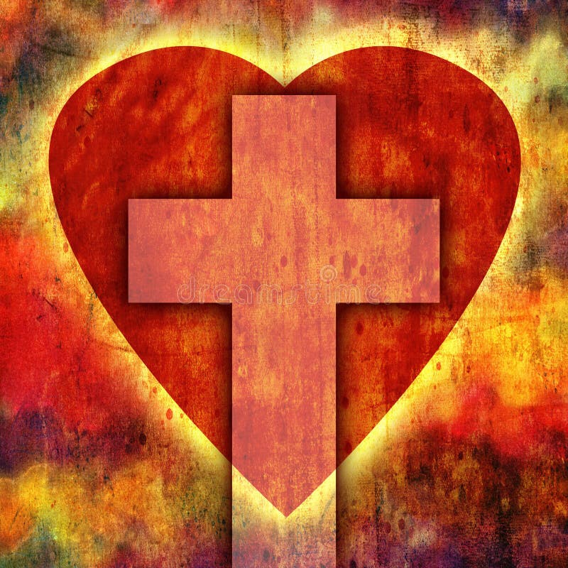 Croix de coeur illustration stock. Illustration du catholicisme - 10101006