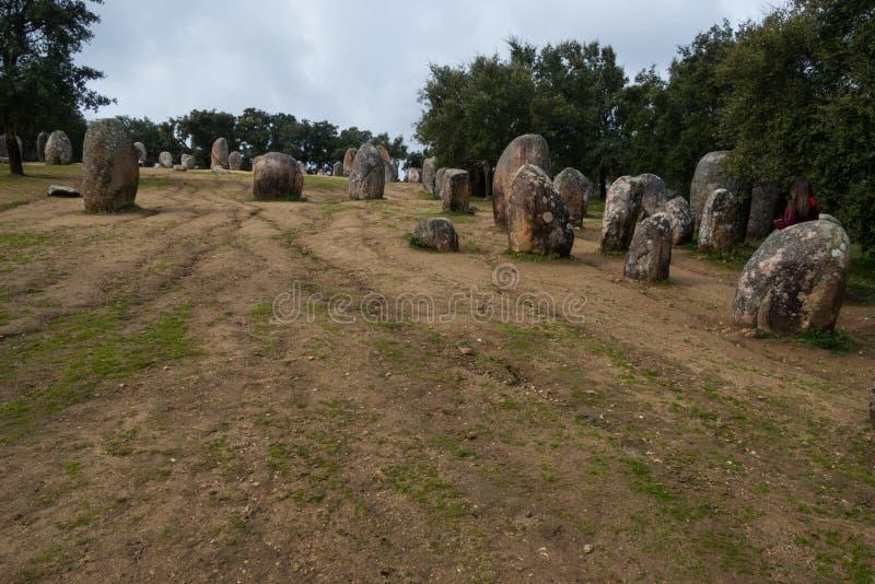 Cromlech von Almendres foto de archivo. Imagen de antigüedad - 87847460