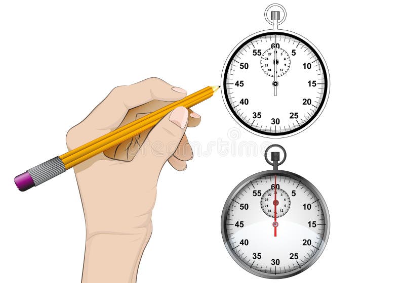 Cronómetro Como Vector Humano Aislado Del Dibujo De La Mano Ilustración ...