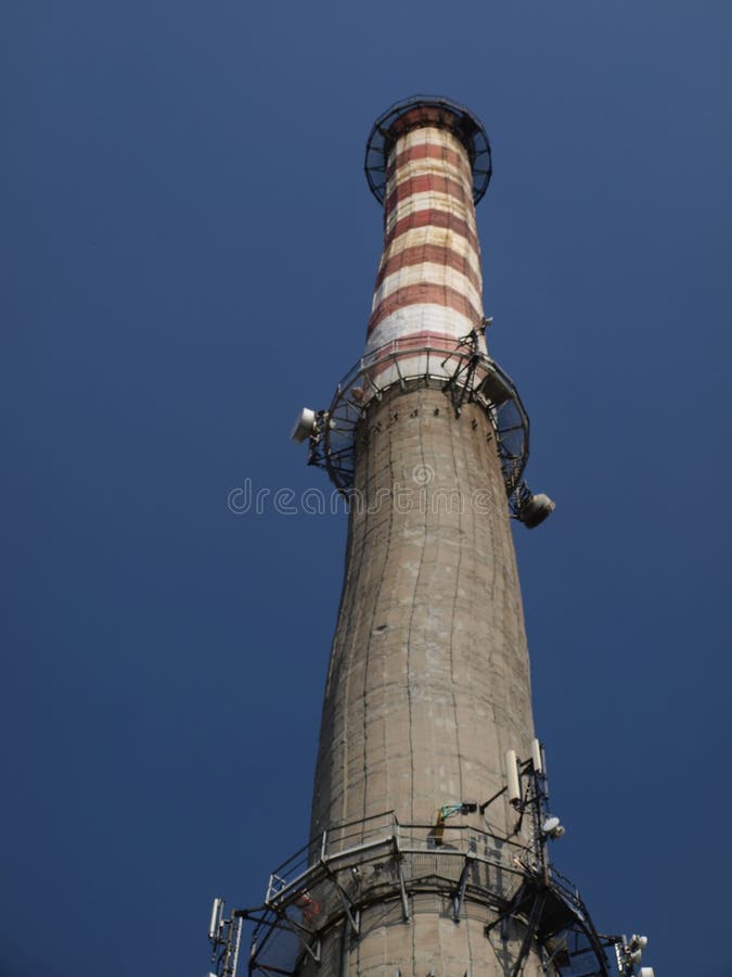 Crooked Chimney, Crudely Made Stock Image - Image of cable, blue: 19036743