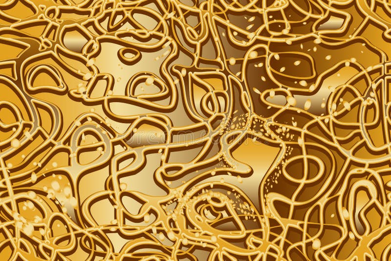 Crooked Lines and Shining Spots in Golden Colors, Abstract Pattern ...