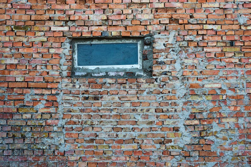Crooked Window in Red Faded Wall Stock Image - Image of crooked, wires ...