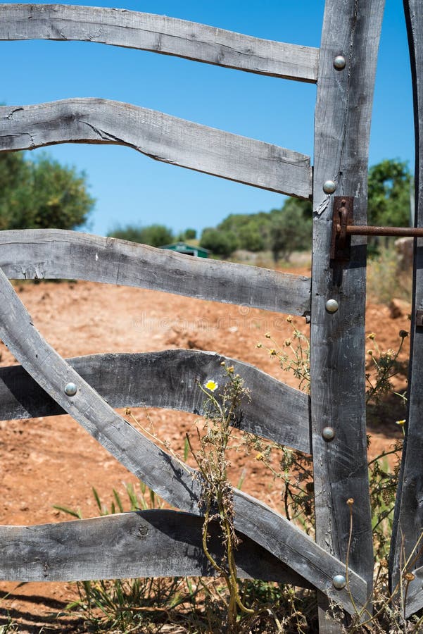 Crooked Wooden Gate (2) stock photo. Image of landscape - 44430044