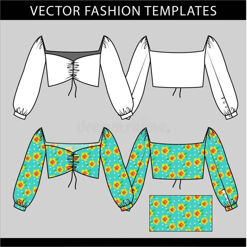 Illustration of Crop Top Front and Back View. Stock Vector ...