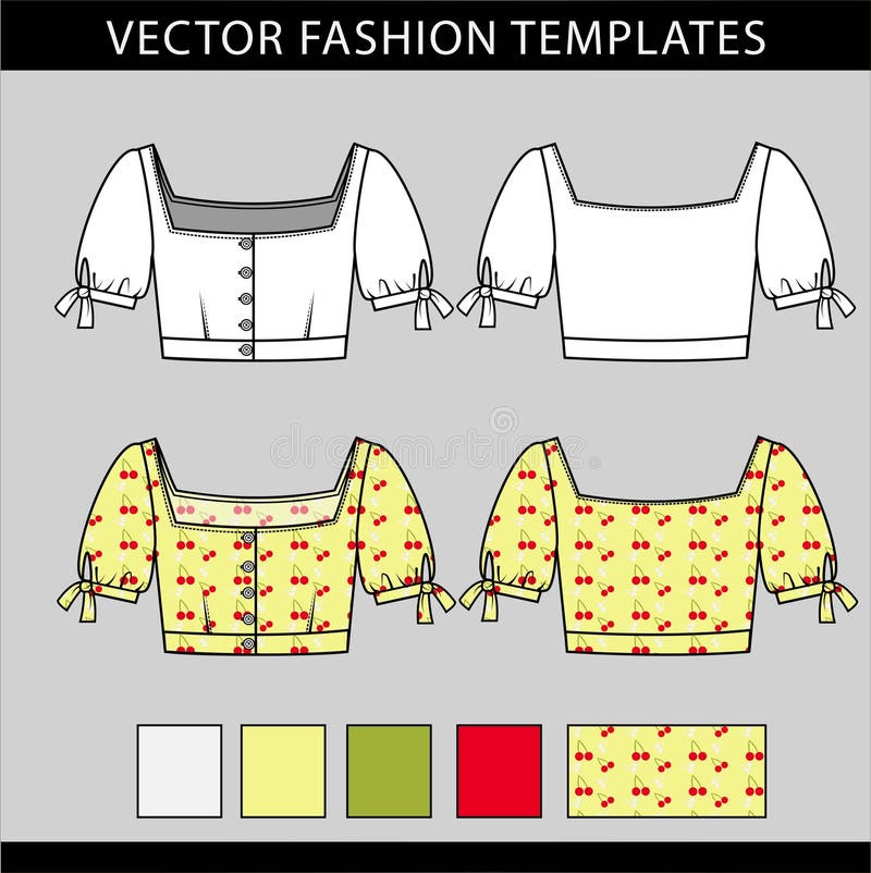 Illustration of Crop Top Front and Back View. Stock Vector ...