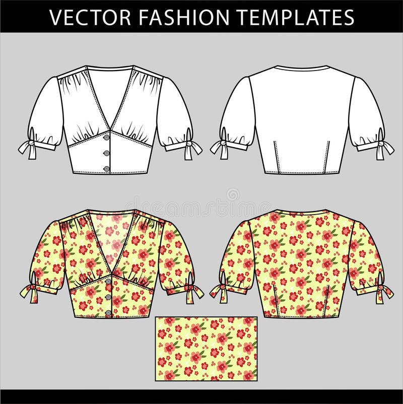 Illustration of Crop Top Front and Back View. Stock Vector ...