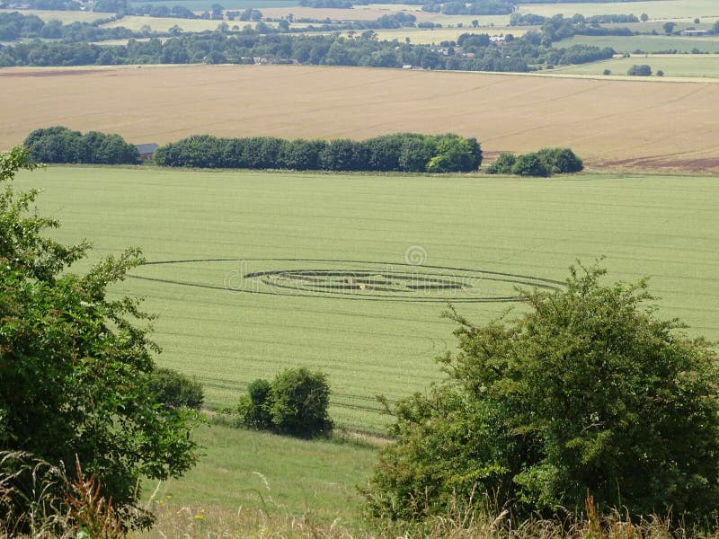 A Crop Circle Viewed from Hackpen Hill. Stock Photo - Image of field ...