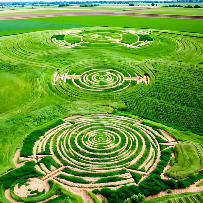 Crop circles, AI-Generatet stock illustration. Illustration of ears ...