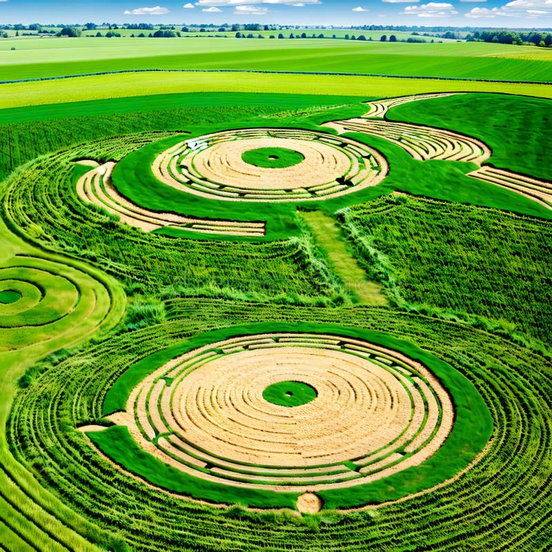 Crop circles, AI-Generatet stock illustration. Illustration of field ...