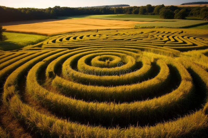 Crop Circles Forming a Maze-like Pattern in Cornfields Stock Image ...