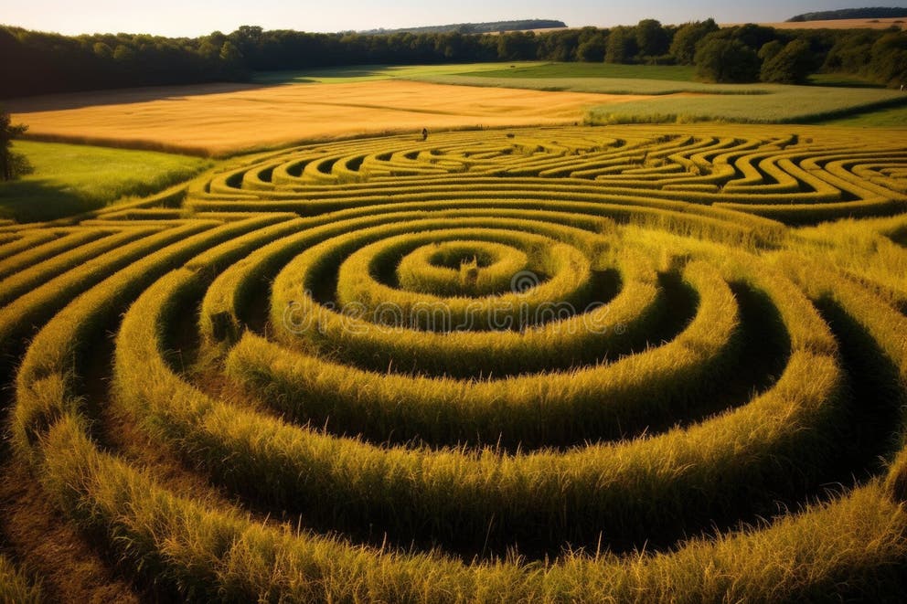 Crop Circles Forming a Maze-like Pattern in Cornfields Stock Image ...