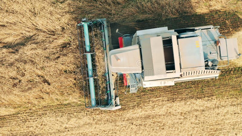 Crop-cutting Combine at Work in a Top View Stock Video - Video of ...