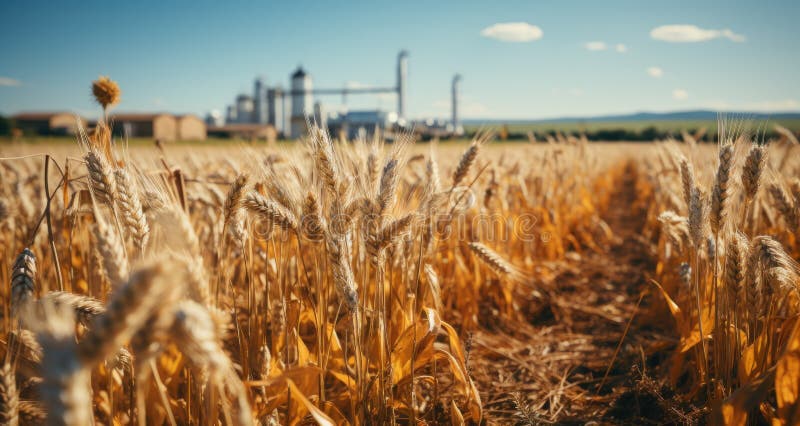 Crop Farming Farming Farm Grain Grain Field with Silos Stock Photo ...