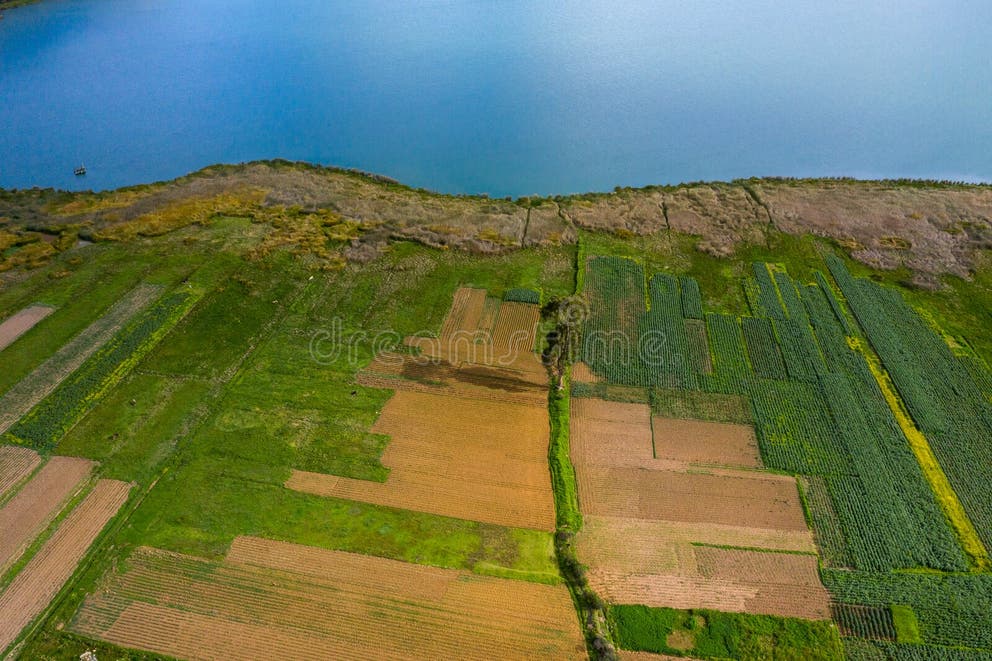 Crop Fields in the Peruvian Andes Paca Lake in Junin Stock Image ...