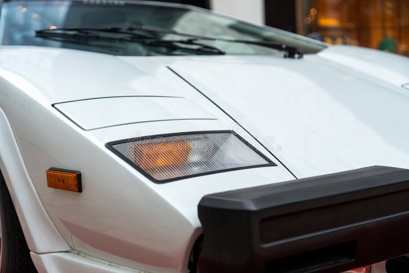 Crop of Front Left Headlamp of Racing Car, Windscreen Equipped with ...