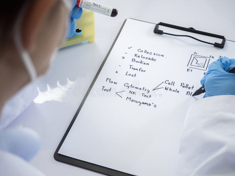 Crop Image of Scientist Writing Down Analysis Information. Advanced ...