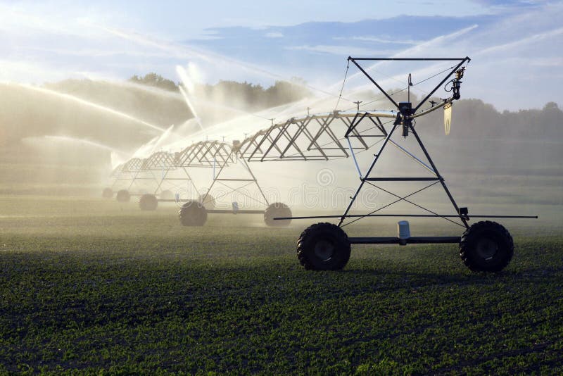 Irrigation Equipment on Farm Field Stock Image - Image of farming ...