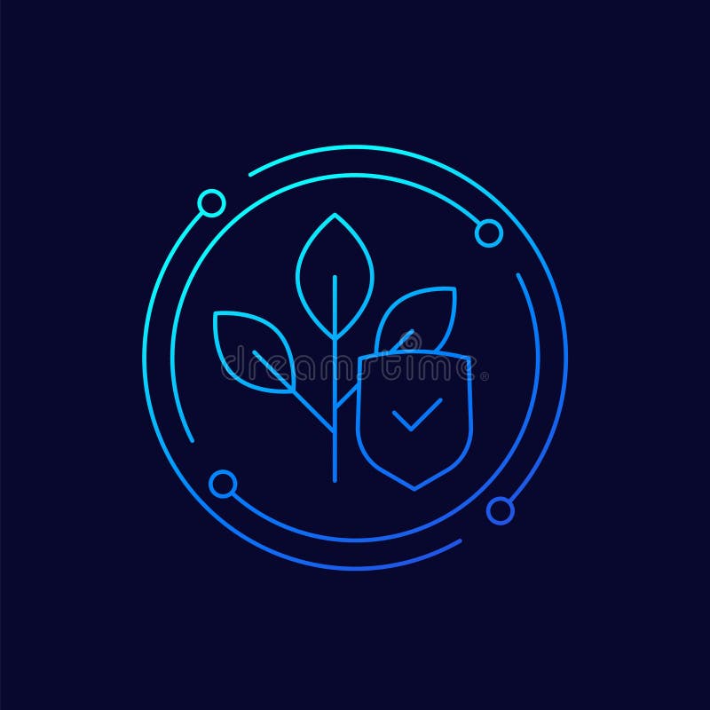 Crop Protection Line Icon with a Plant Stock Vector - Illustration of ...