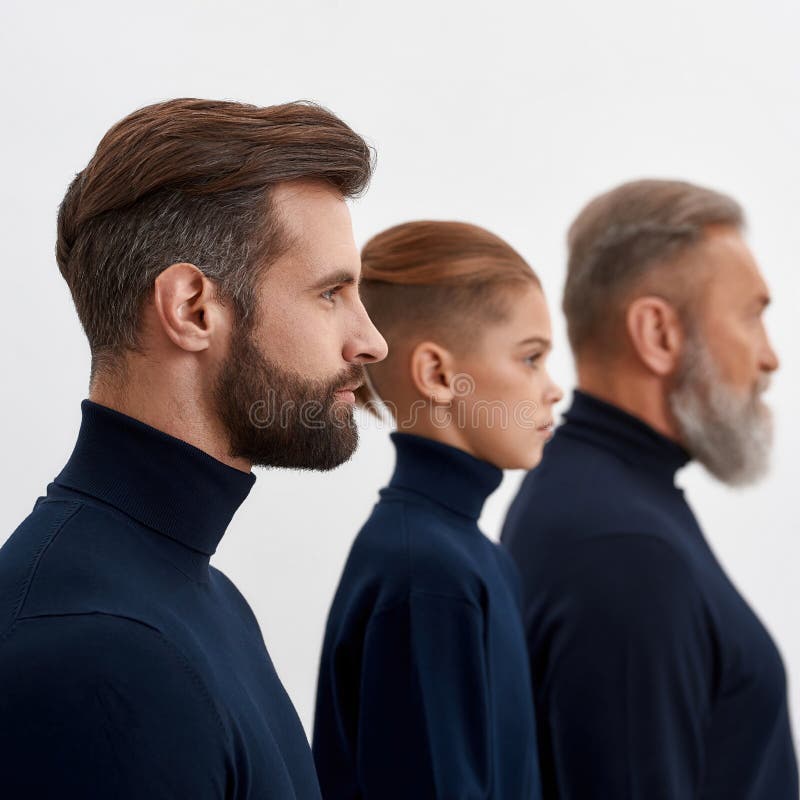 Crop Shot of Three Generations of Men Faces Stock Image - Image of ...