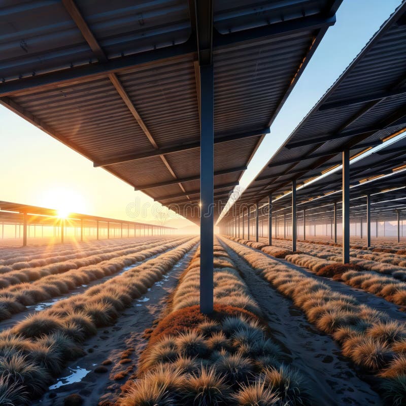 Crop and Sun: Agrivoltaic Innovation, Generative Ai Stock Illustration ...