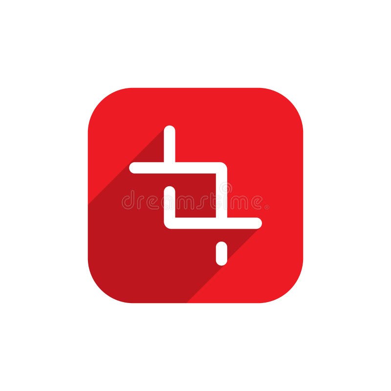 Crop Tool Icon on Red Square. Cropping Sign Symbol Stock Vector ...