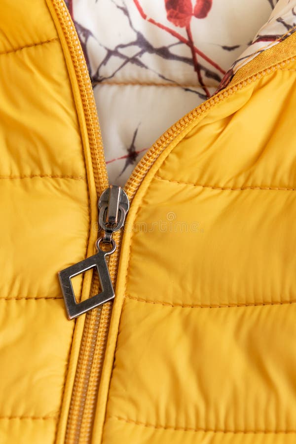Crop View of Yellow Down Jacket Stock Image - Image of market, close ...