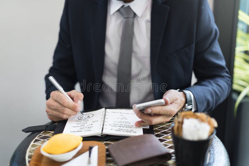 Cropped Businessman Writing Notes Journal Concept Stock Photo - Image ...