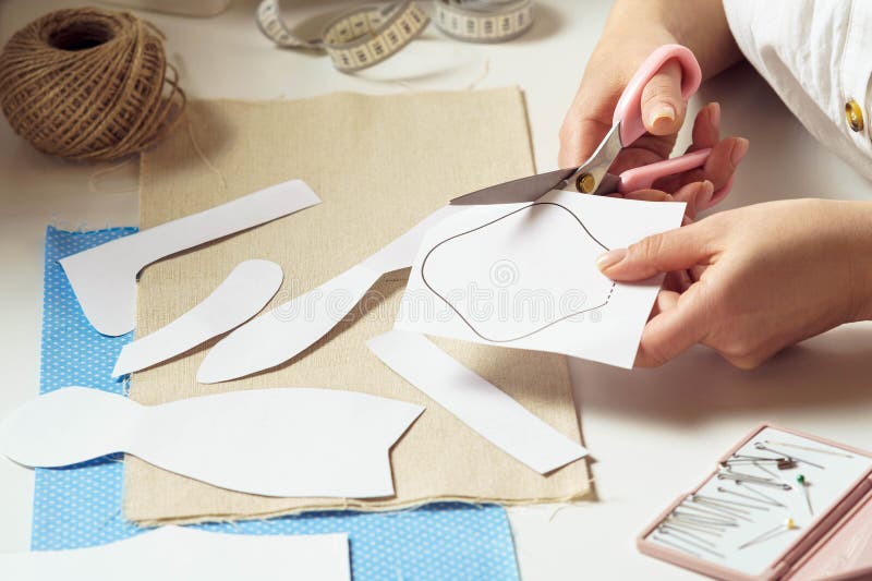 Cropped Female Designer Hands Cutting Out Different Shapes, Pattern ...
