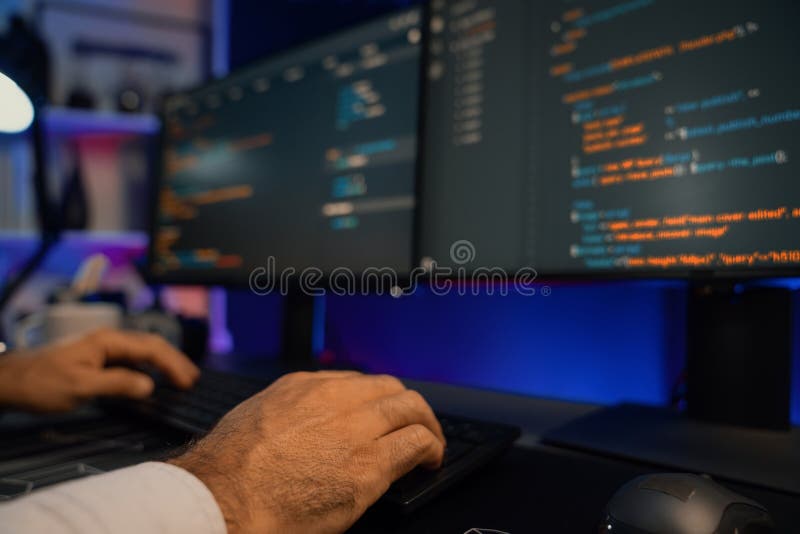 Cropped Hands Typing on Keyboard of it Developer& X27;s on Pc. Surmise ...