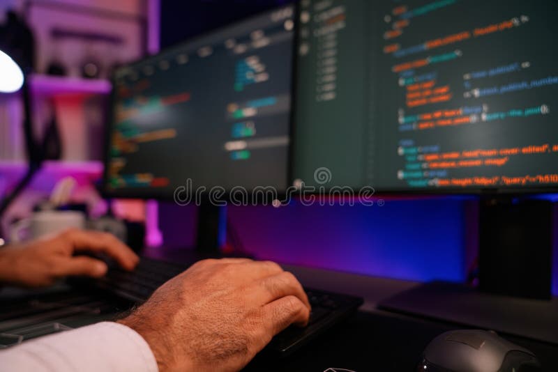 Cropped Hands Typing on Keyboard of it Developer S on Pc. Surmise ...