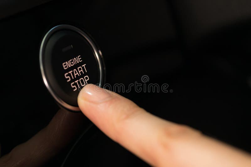 Cropped Ifinger Pressing Car Start Button Stock Photo - Image of ...