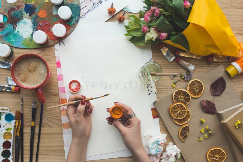 Cropped Image of Artist Going To Draw Stock Photo - Image of drawings ...