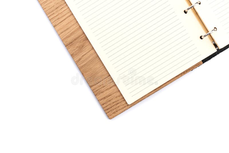 Cropped Image of a Blank Open Notebook Isolated on White Stock Image ...