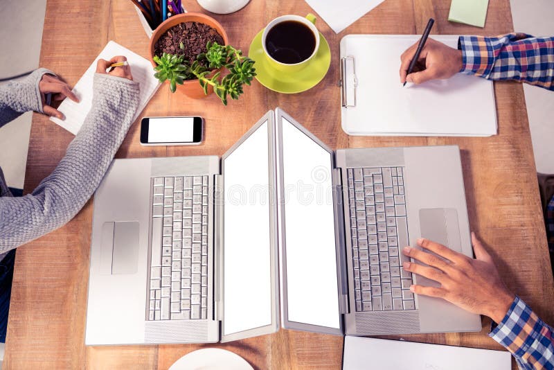 Cropped Image of Business People Working on Desk Stock Photo - Image of ...