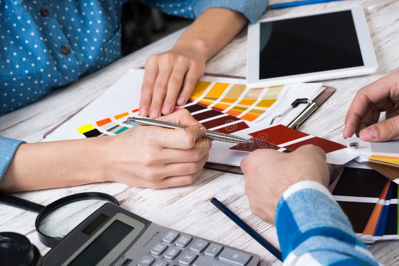 Cropped Image of Designer and Client Meeting Stock Image - Image of ...