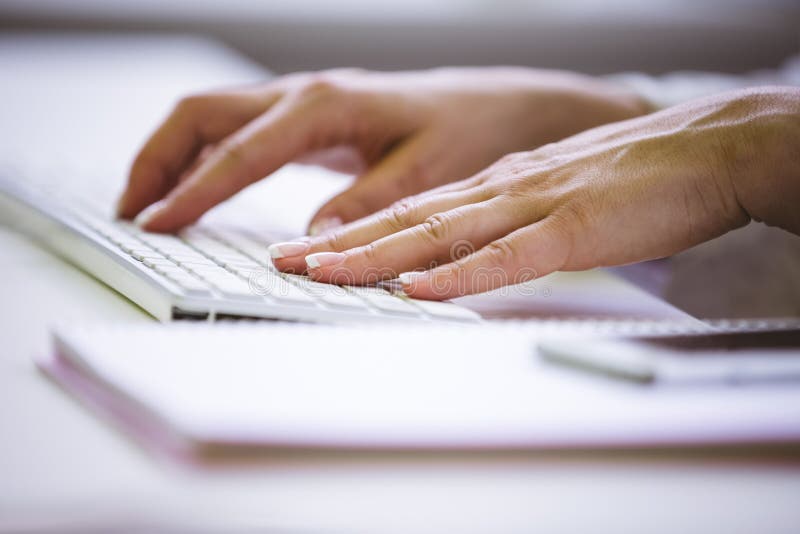 Cropped Image of Executive Typing at Office Stock Image - Image of ...
