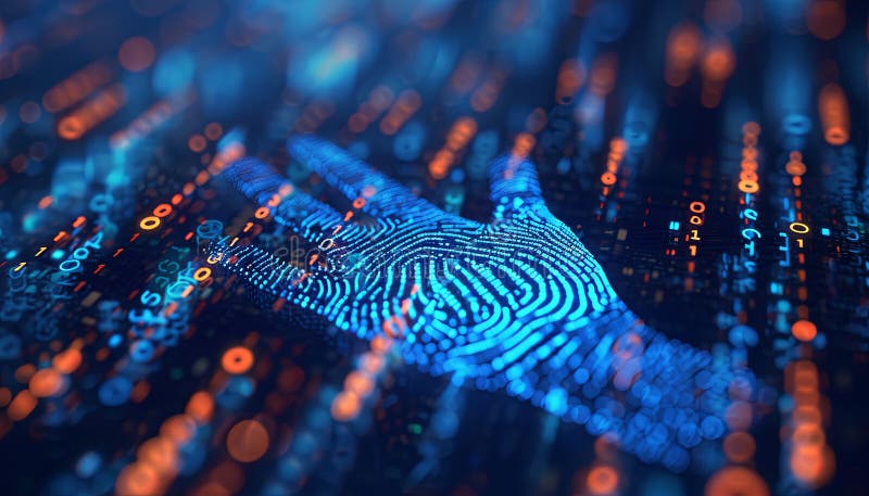 Cropped Image Of Fingerprint With Binary Code Pattern Overlay Stock Illustration Illustration